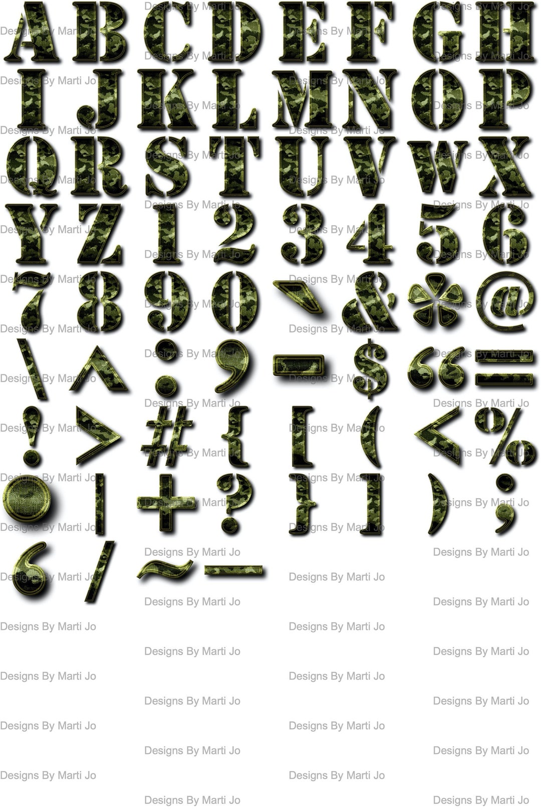Camo Letters PNG Dark Green | Printable Military Alphabet, Numbers ...