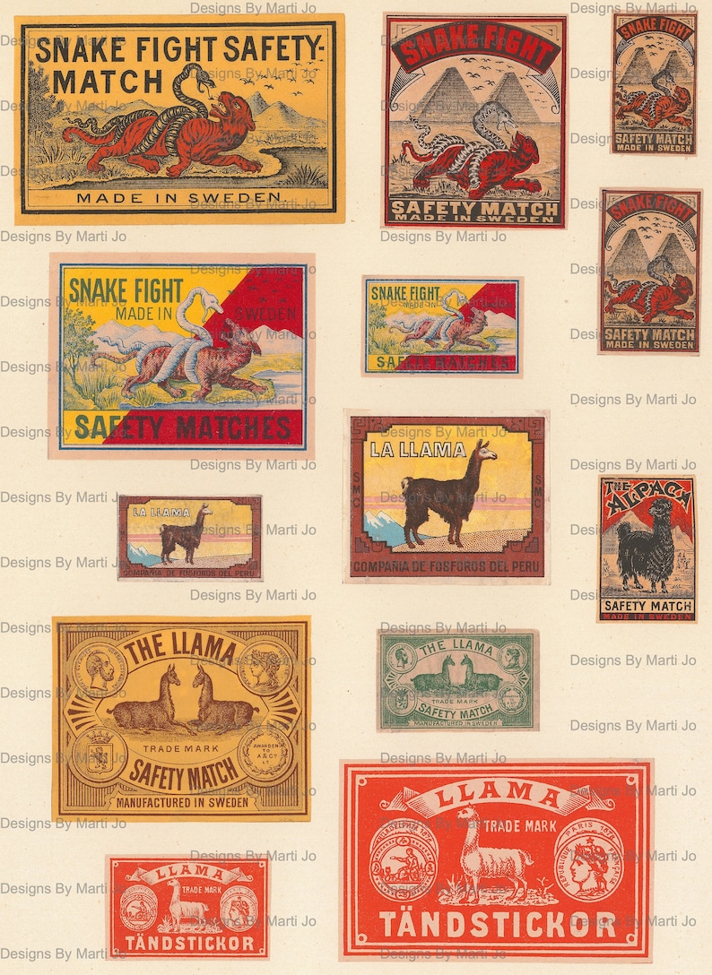 Vintage Animal Match Box Covers 17 Antique Match Box Jpgs - Etsy