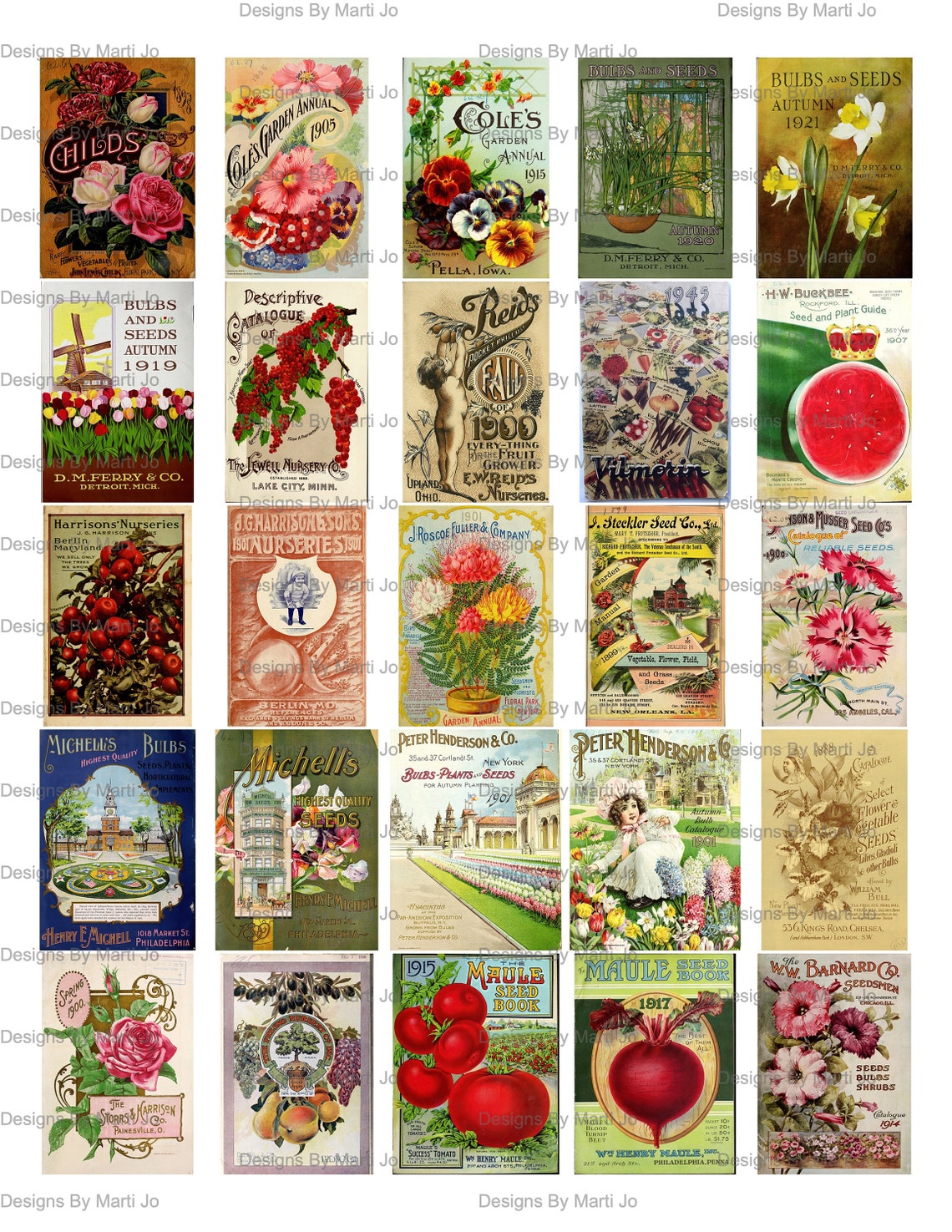 Vintage Seed Catalog Cover Set | 50 Covers on Two 8.5 X 11 JPG and PDF ...