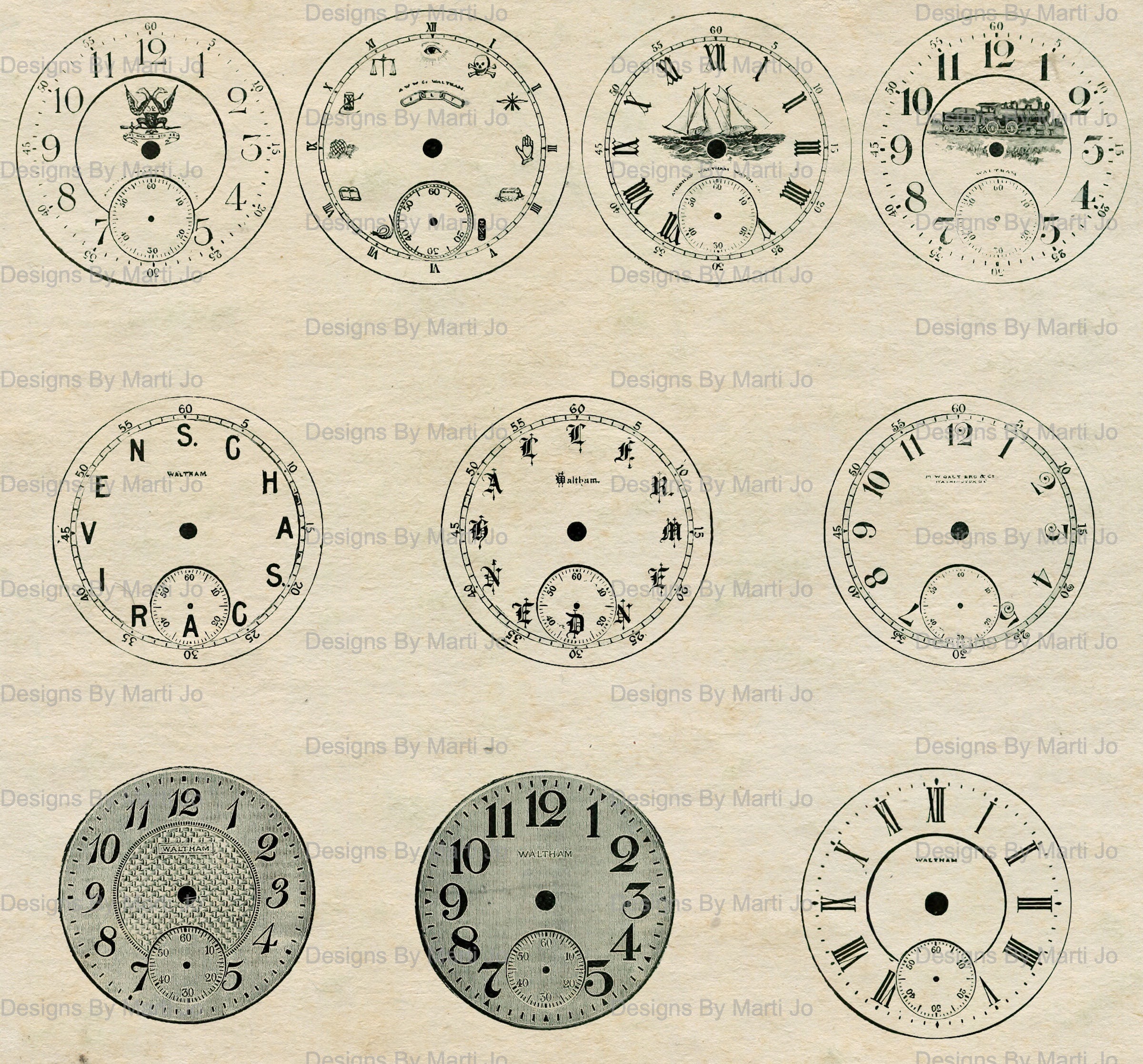 45 Vintage Watch Faces Antique Watch Clipart JPG and PNG - Etsy