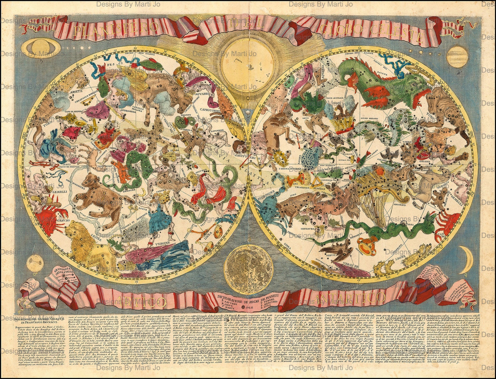 Vintage Astronomy Maps Set | 10 Antique Celestial Star Maps JPG | 11 ...