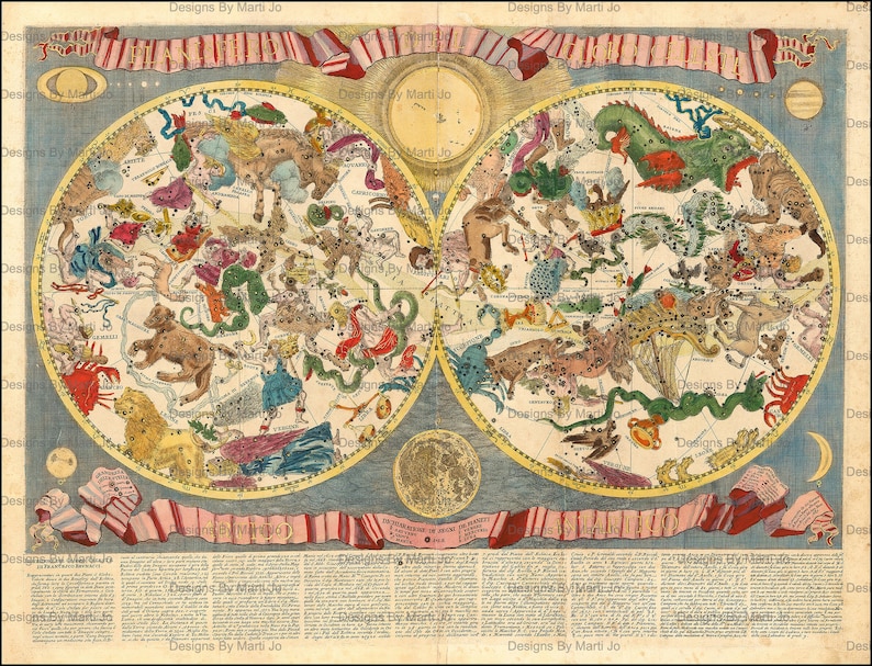Vintage Astronomy Maps Set | 10 Antique Celestial Star Maps JPG | 11 ...