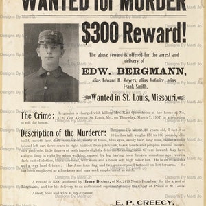 Vintage Wanted for Murder Posters | True Crime Ephemera | 50 Printable ...