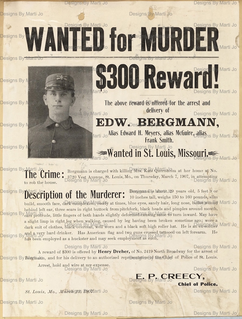 Vintage Wanted for Murder Posters True Crime Ephemera 50 - Etsy