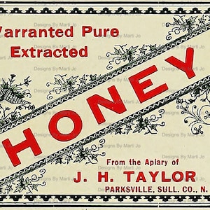 Antique Honey Labels Kit | 38 Printable Vintage Honey Related JPG ...