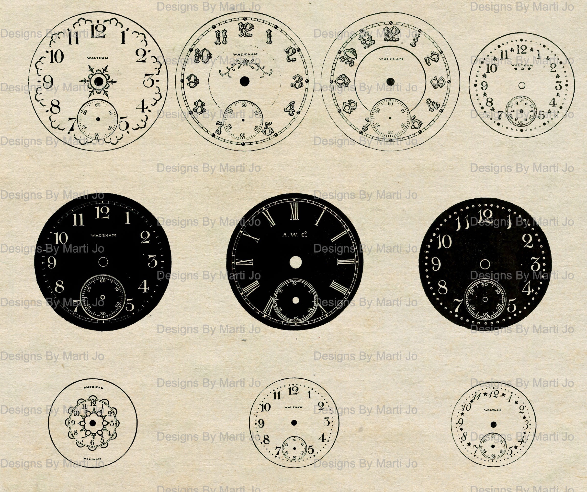 45 Vintage Watch Faces Antique Watch Clipart JPG and PNG - Etsy