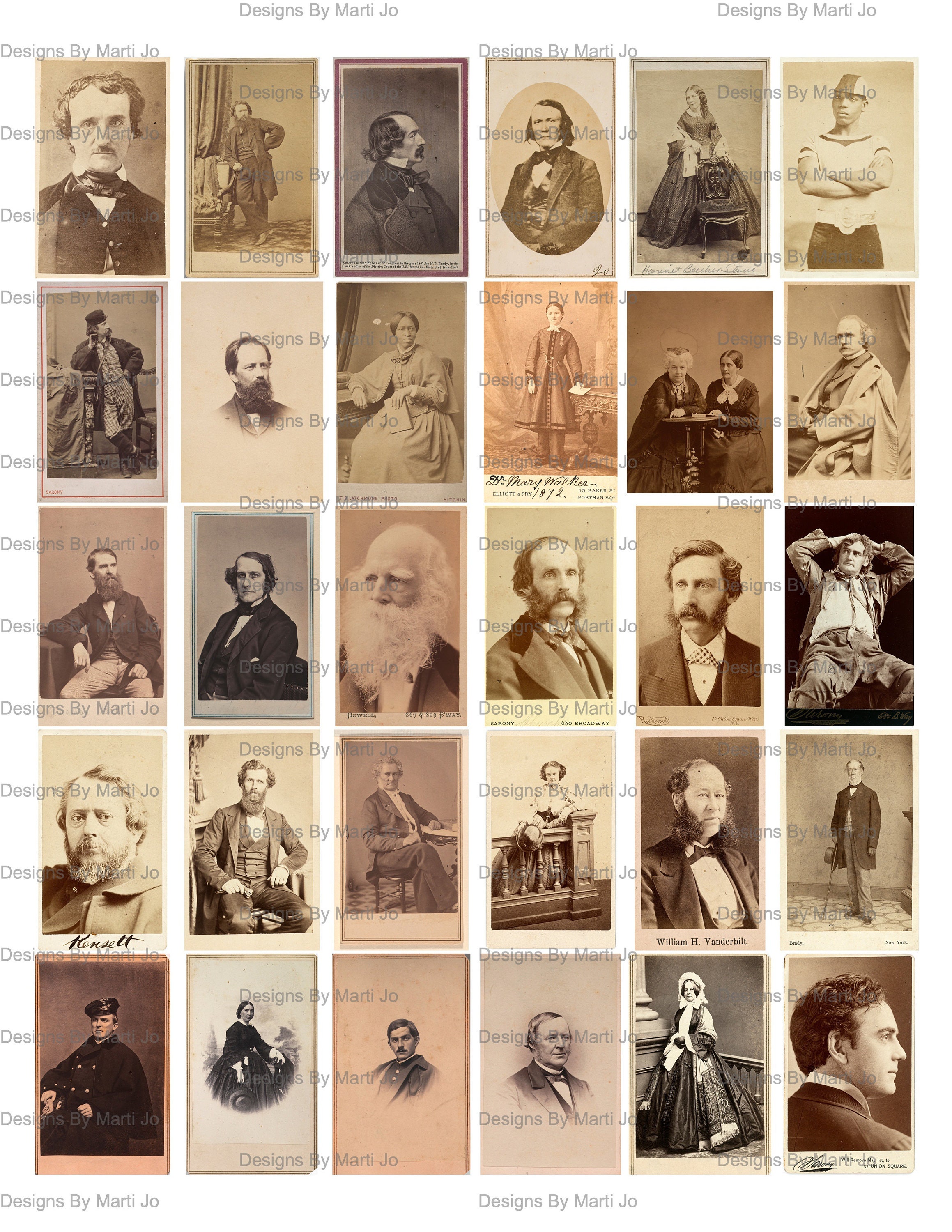 120 Vintage Cabinet Cards | 4 Jpgs/pdfs - 30 per Page | Carte De Visite ...