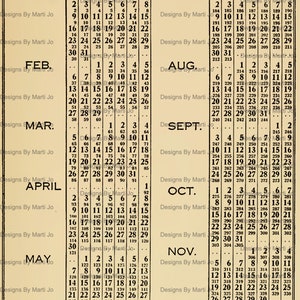 Vintage Yearly Calendar Overlay PNG Files: Printable Ephemera for ...