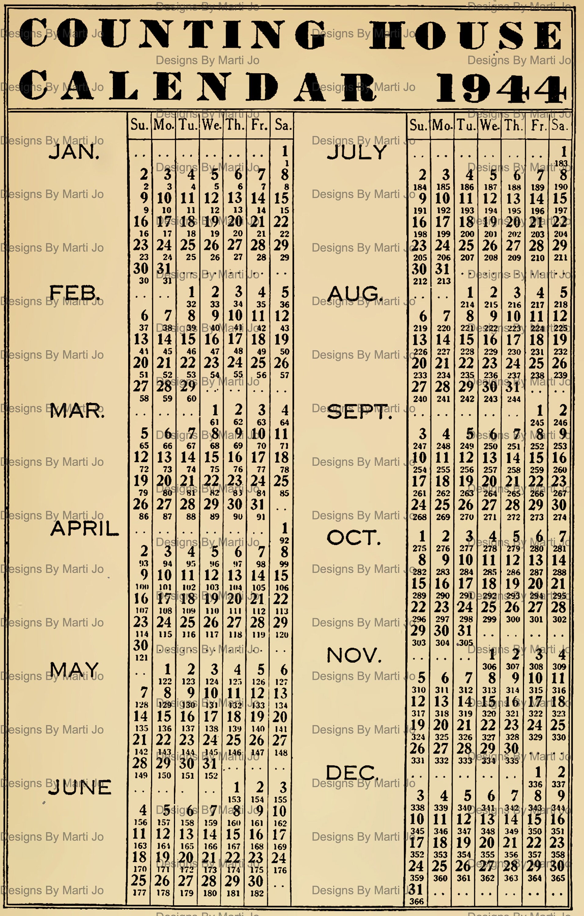 Vintage Yearly Calendar Overlay PNG Files: Printable Ephemera for ...
