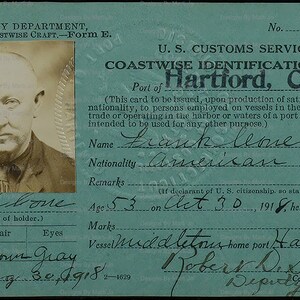 Vintage U.S. Customs Coastwise Identity Cards Set 1 | 50 Printable ...