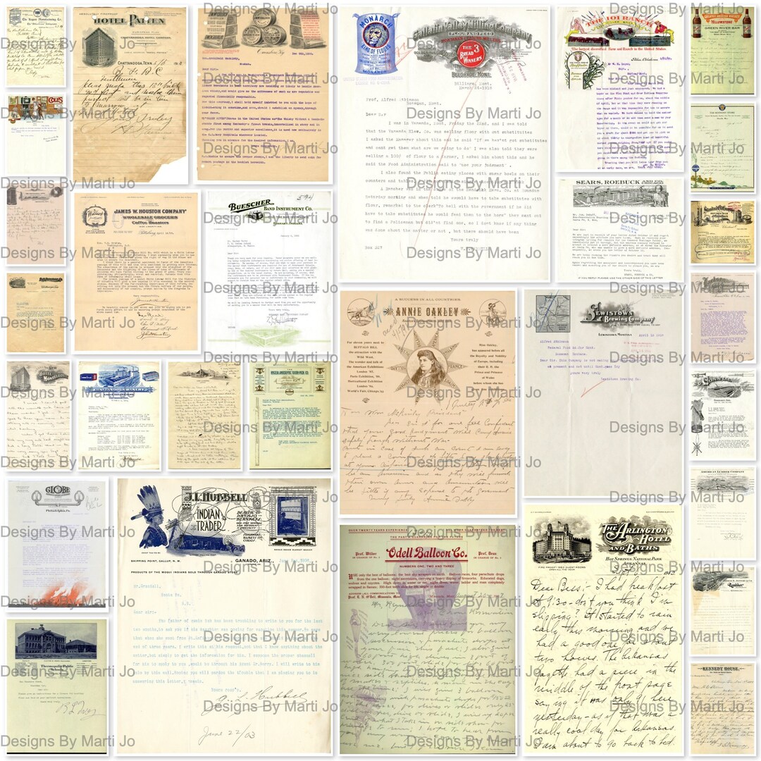 Vintage Letterhead Stationary Paper Set 2 | 30 Vintage Printable JPG ...