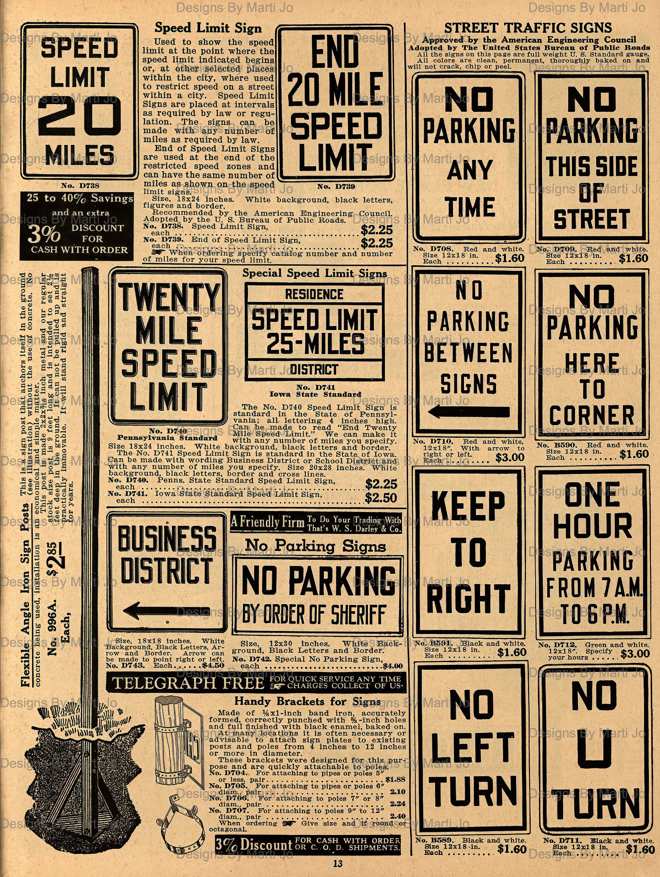Vintage Traffic Signs | Antique Street Signs Clipart | Instant Download ...