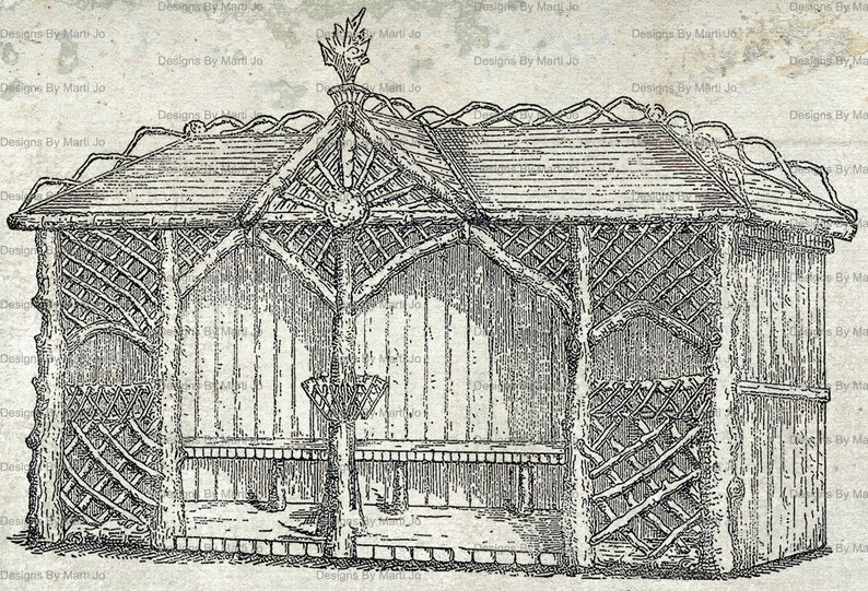 Vintage Rustic Shed Drawings PNG Overlays | 12 Vintage Fairy Houses ...