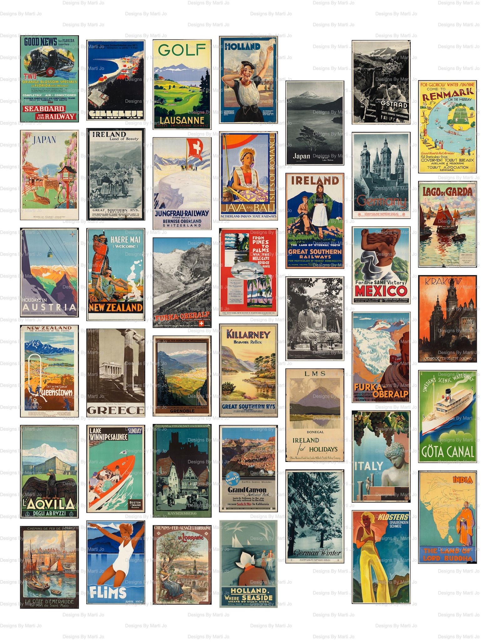 Printable Miniature Vintage Travel Posters Super Bundle 200 - Etsy