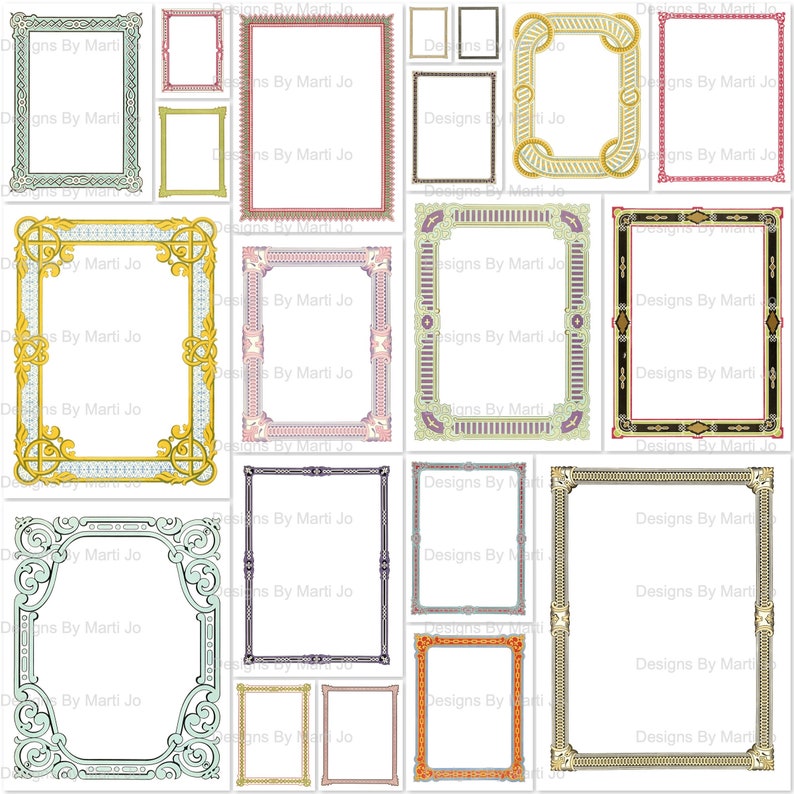Rare Colored Vintage Digital Frames and Borders 20 Vintage - Etsy