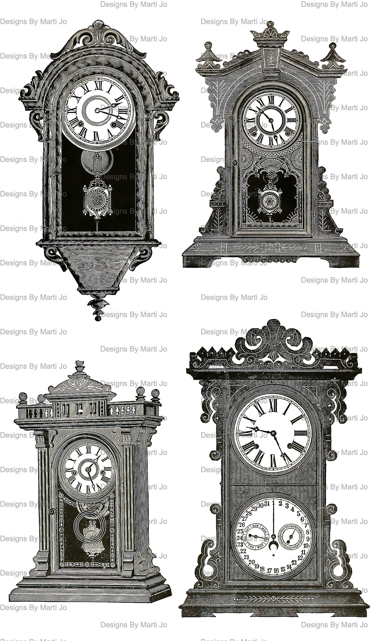 Vintage Clocks Antique Clock Clipart Instant Download | Etsy