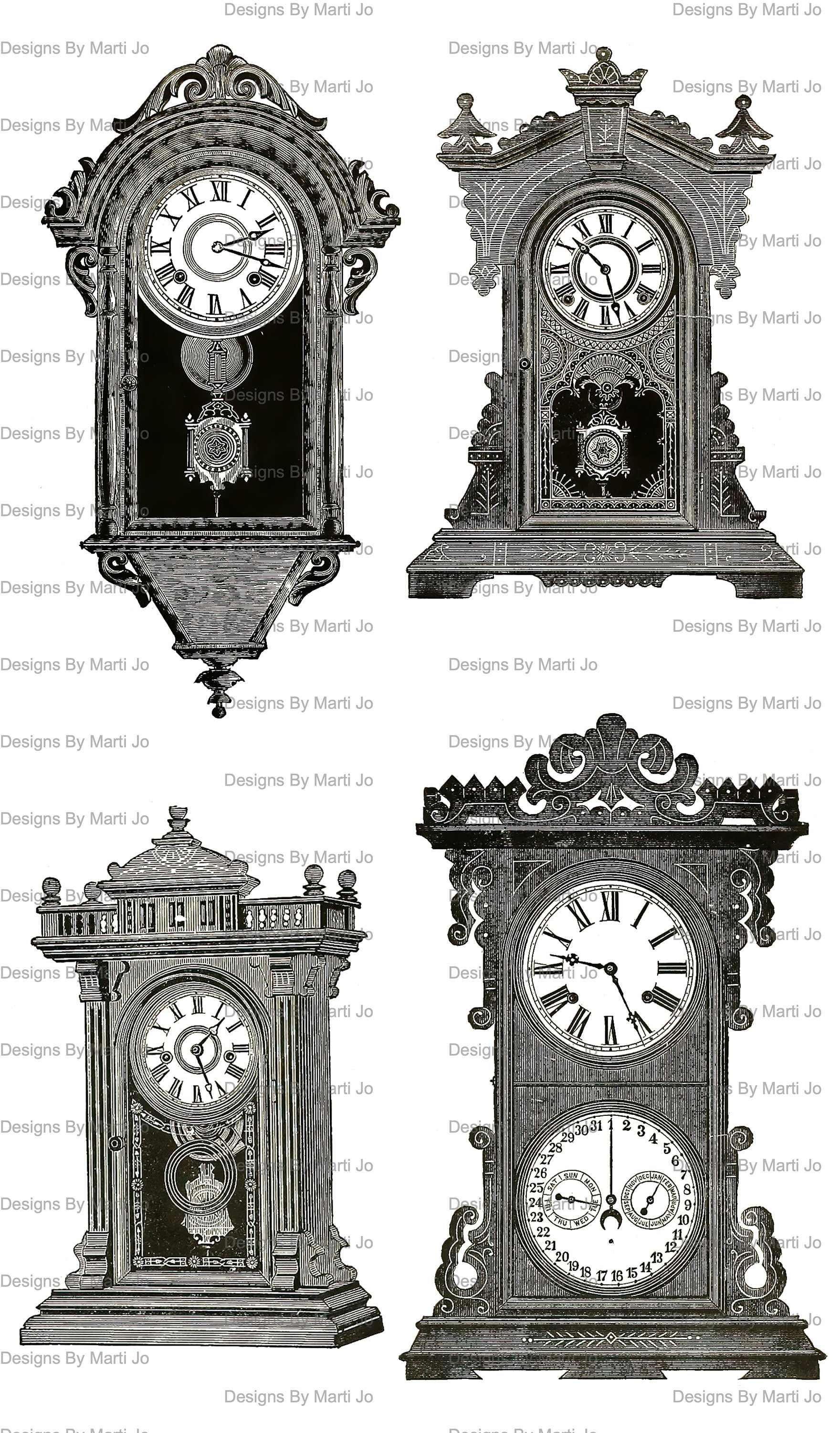 Vintage Clocks Antique Clock Clipart Instant Download | Etsy