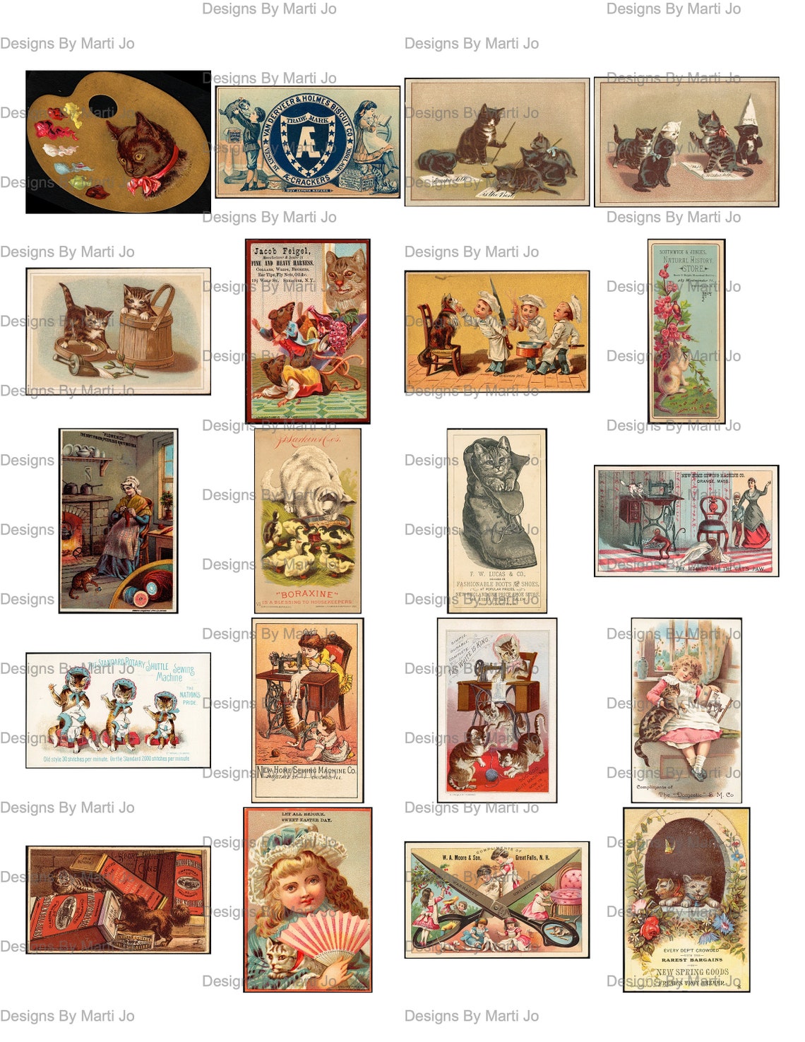 80 Vintage Cat Trade Cards Printable Antique Kitty Trade - Etsy