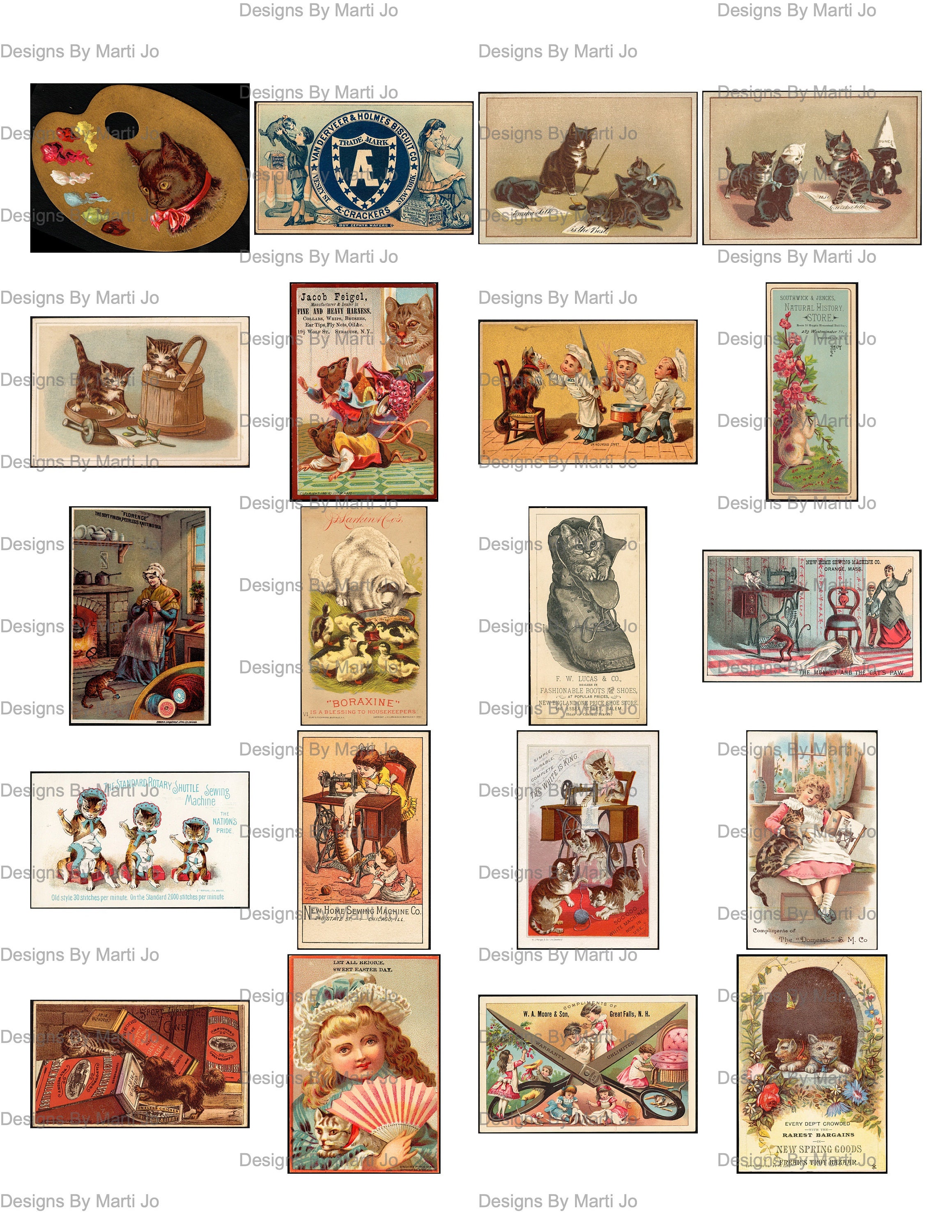 80 Vintage Cat Trade Cards Printable Antique Kitty Trade - Etsy
