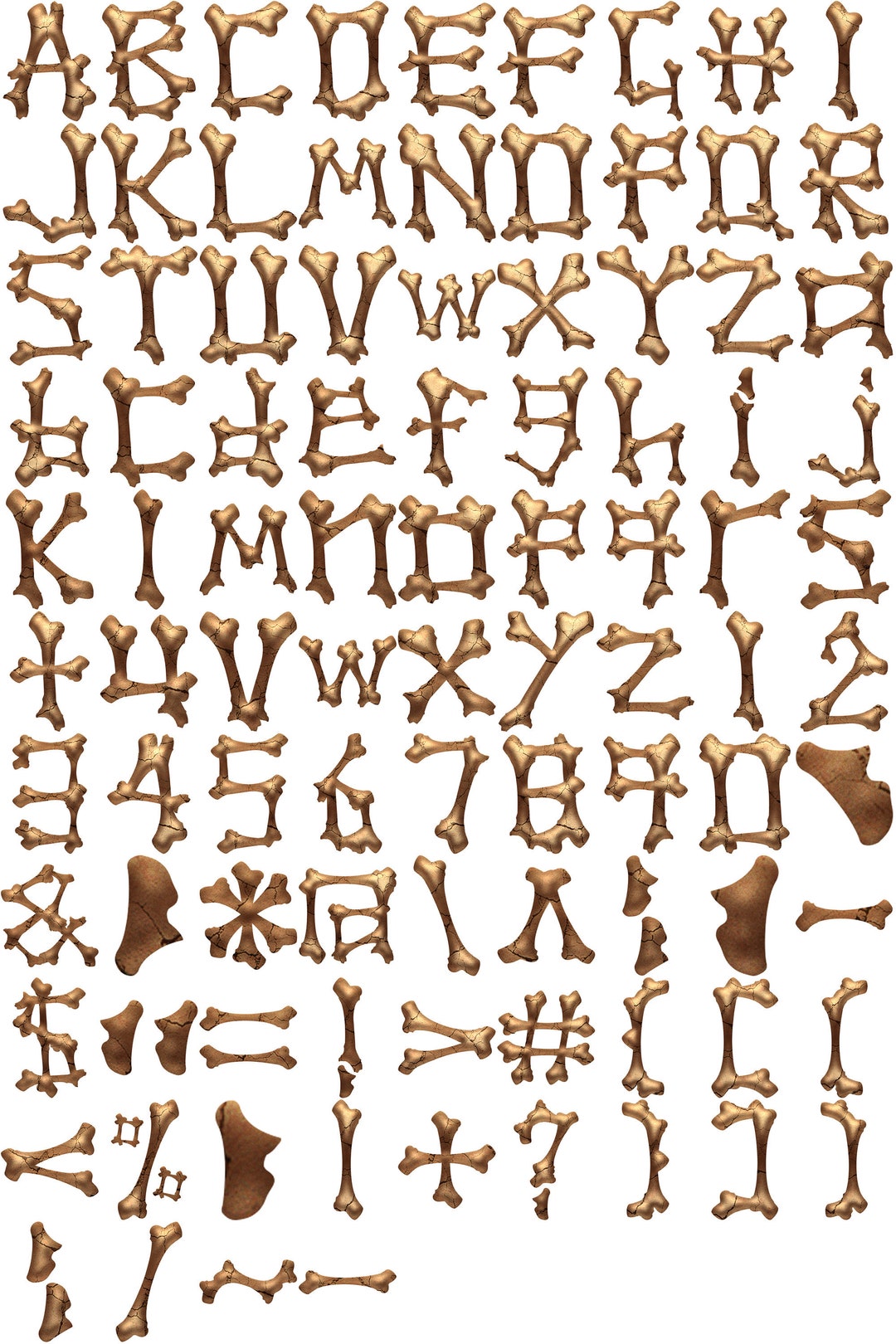 Bone Letters Digital Clipart | Printable Bone Alphabet | Instant ...