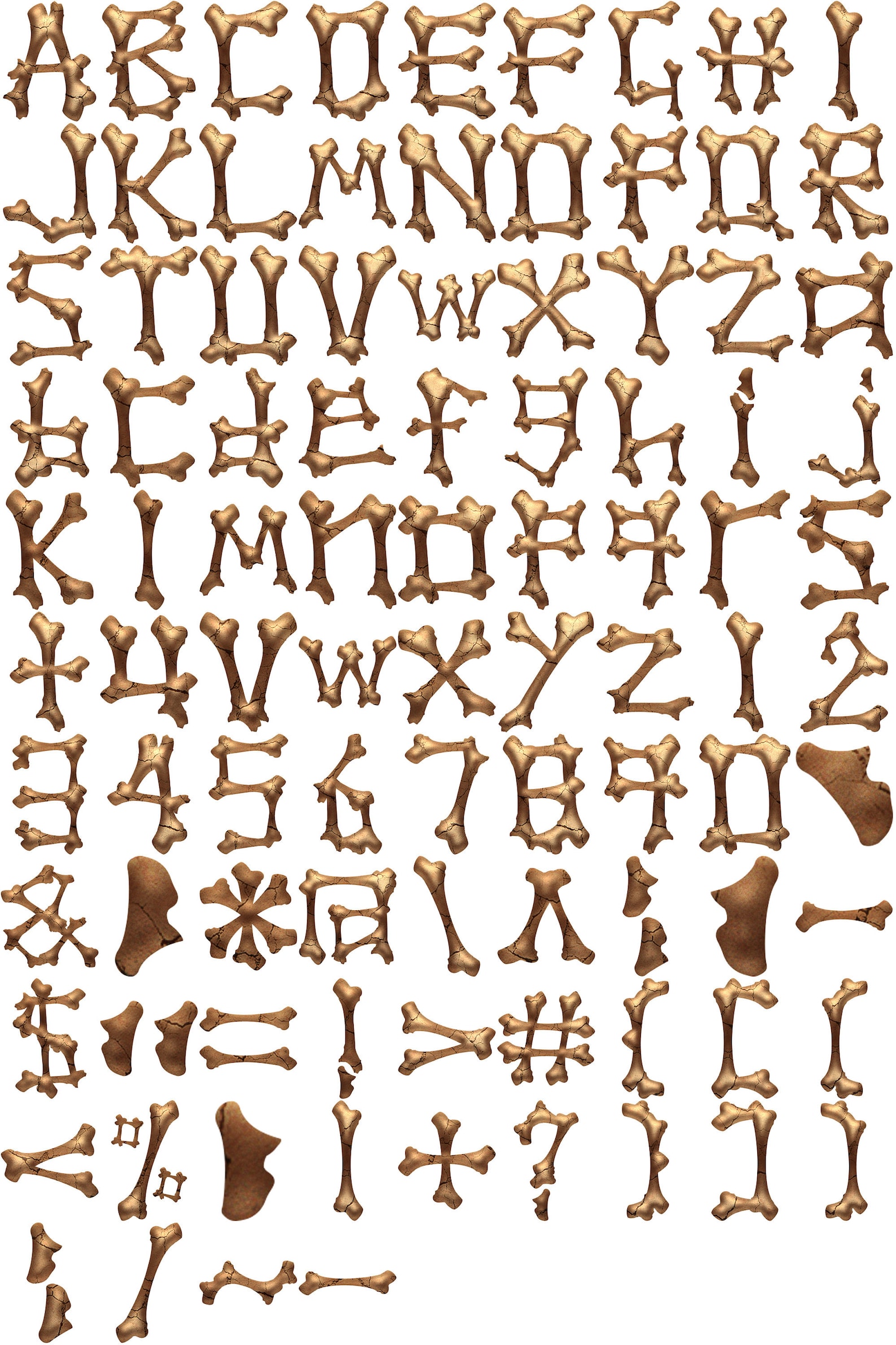 Bone Letters Digital Clipart | Printable Bone Alphabet | Instant ...