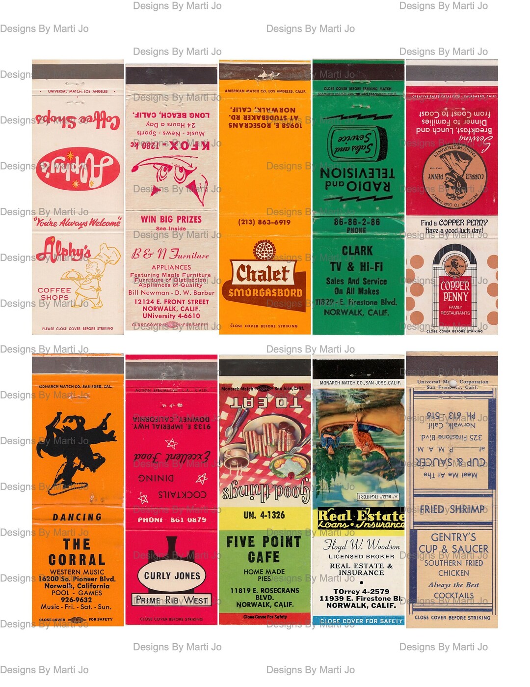 Vintage Match Book Covers Digikit 2 | 40 "ready to Use" Printable Match ...