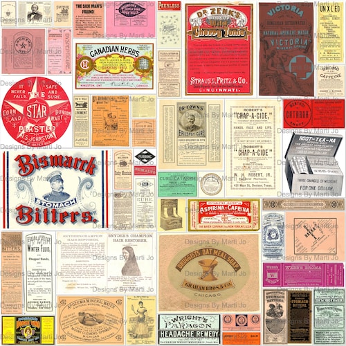 Vintage Medicine Labels Kit 1 50 Printable Old Medicine JPG - Etsy