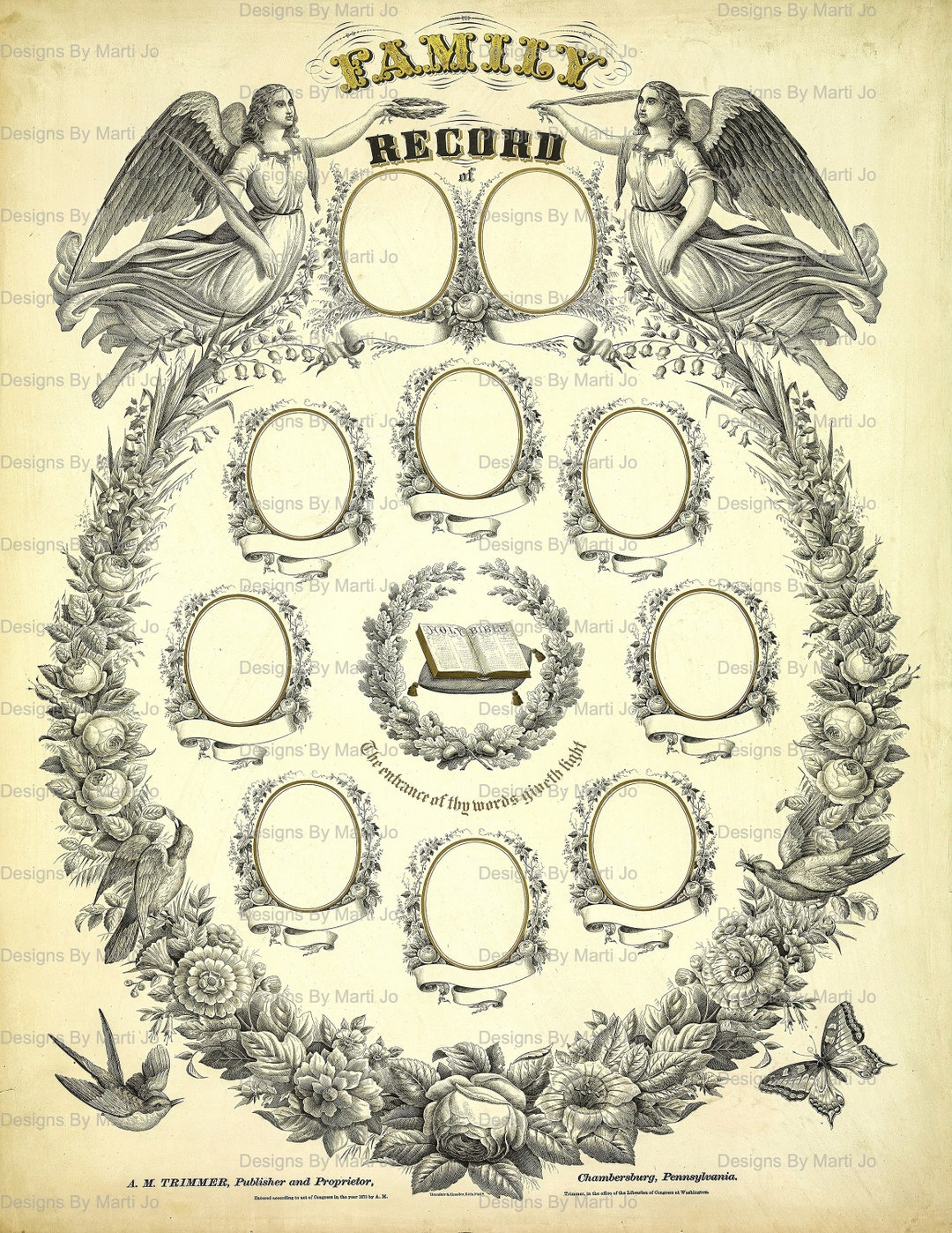 Vintage Family Record Photo Template | Antique Family Register ...