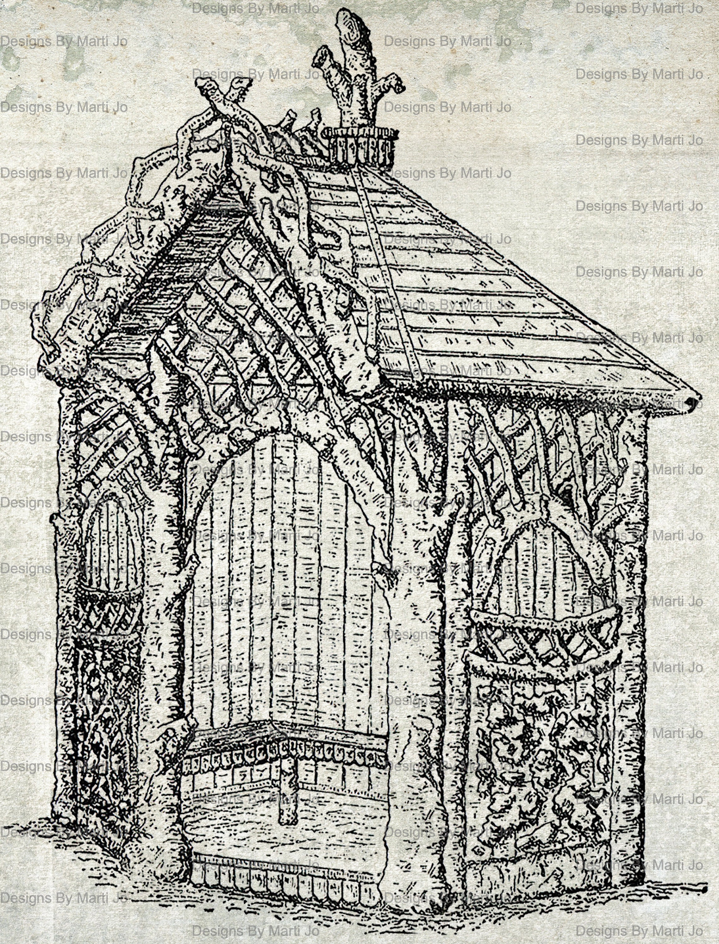 Vintage Rustic Shed Drawings PNG Overlays | 12 Vintage Fairy Houses ...