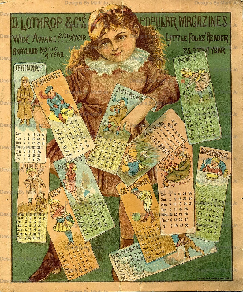 Colorful Set of 38 Vintage Calendars Printable Antique - Etsy