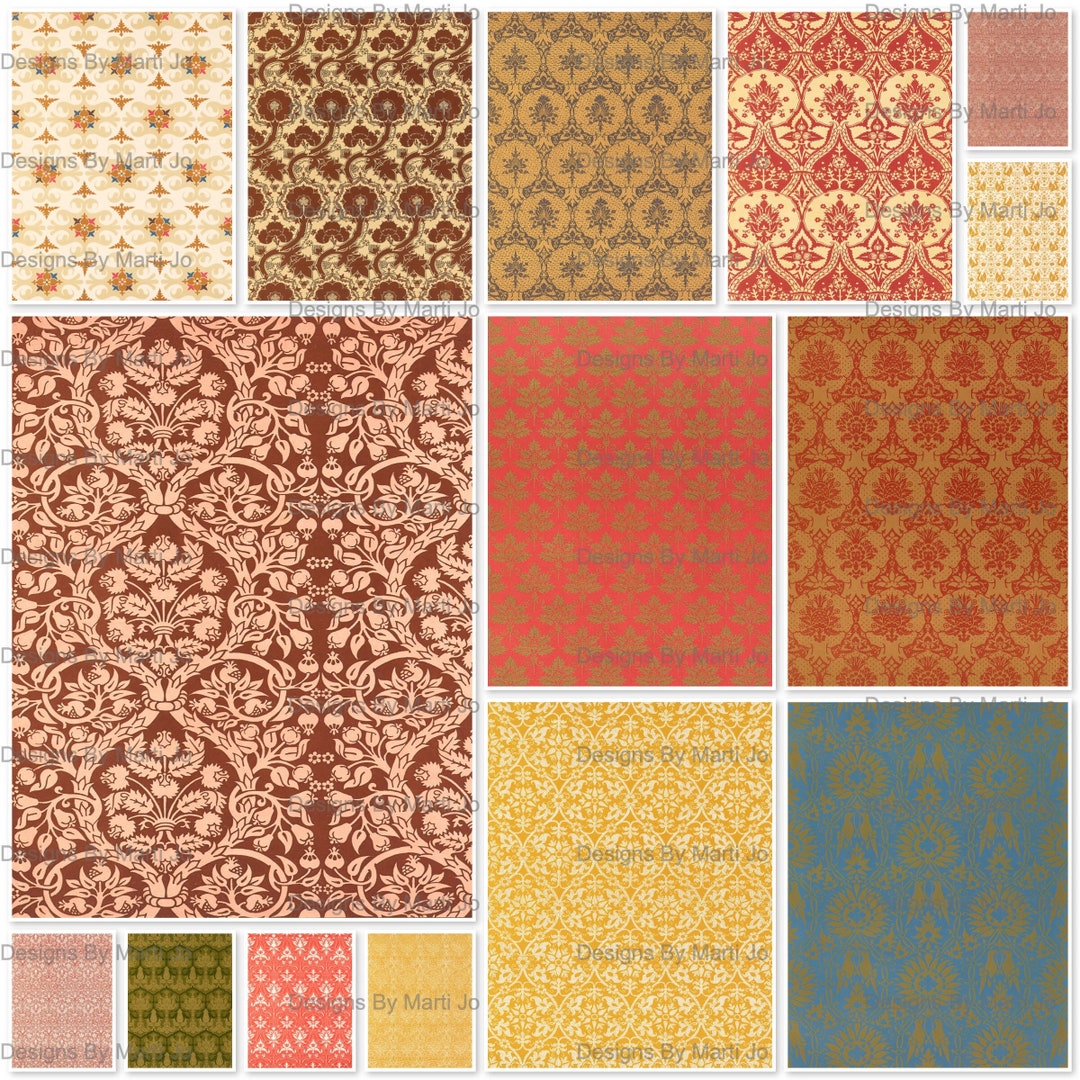 Vintage Patterned Paper | 15 Colorful Papers for Journals or Scrapbooks ...