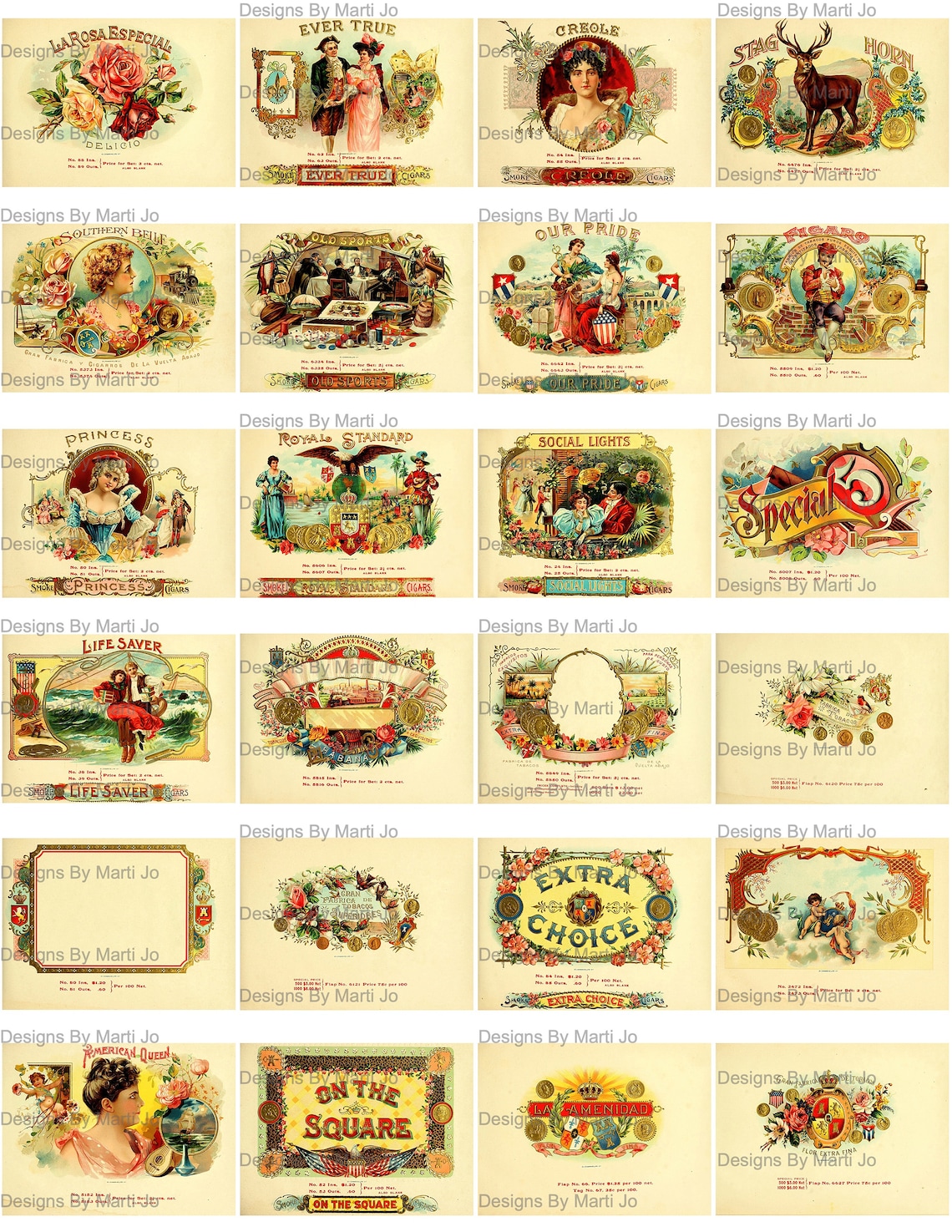 Vintage Cigar Box Labels 89 Printable Vintage Labels | Etsy