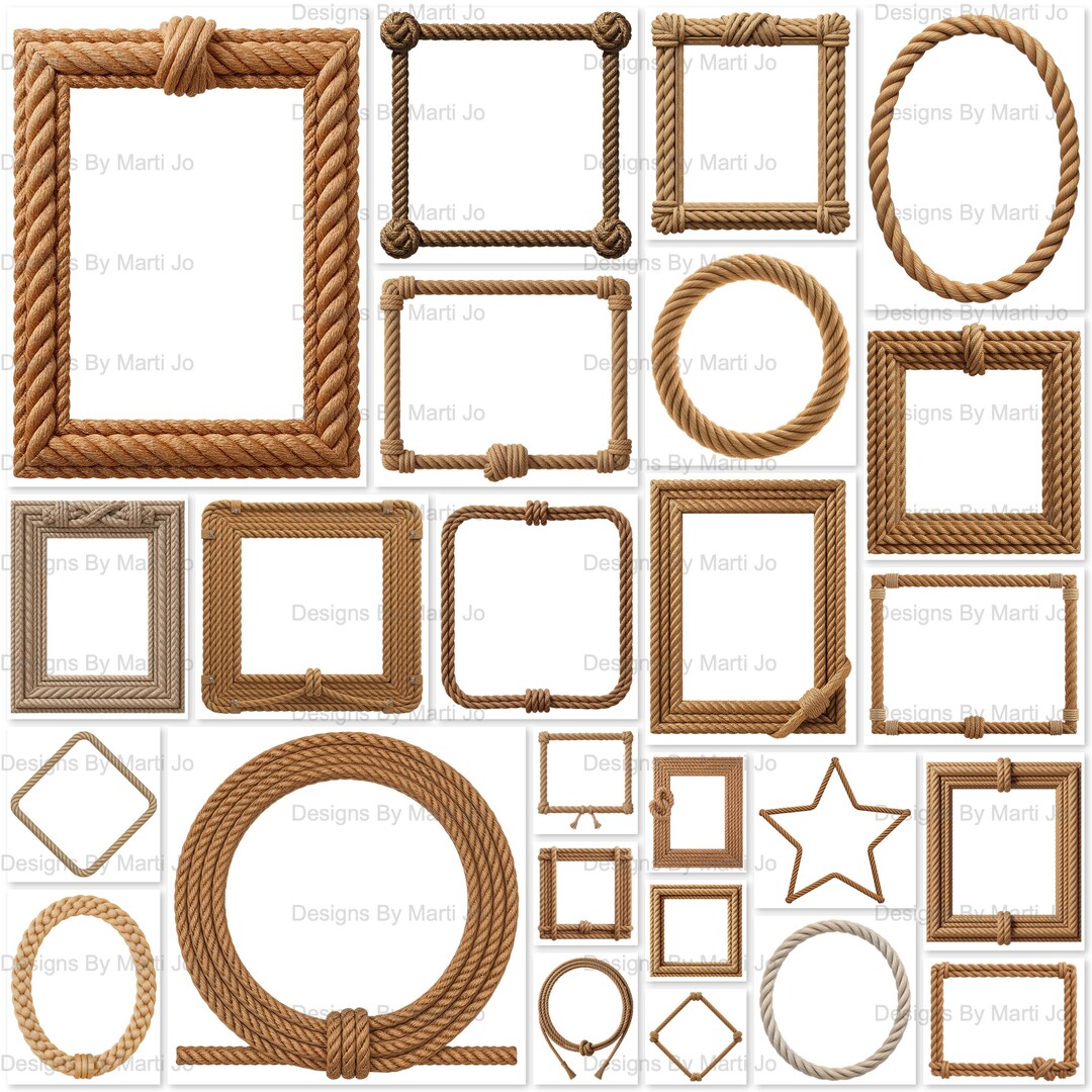 Western Rope Frame Clipart PNG – 25 Transparent 6-inch Frames and 5×5 ...