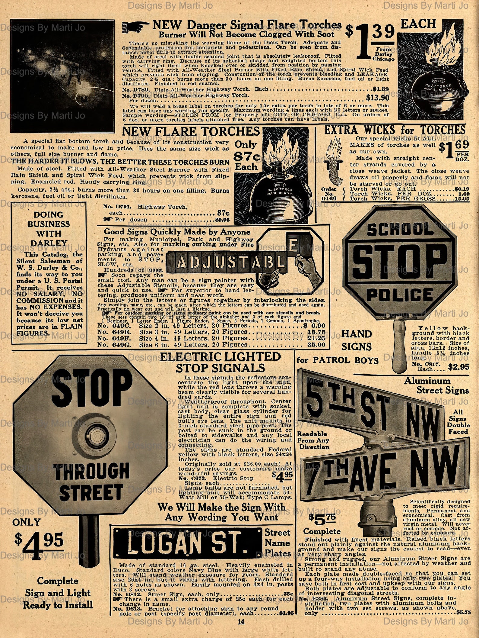 Vintage Traffic Signs | Antique Street Signs Clipart | Instant Download ...