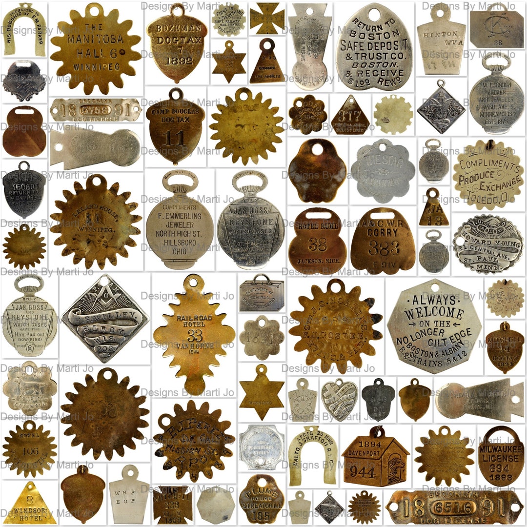 Vintage Tag and Token Set 2 | 70 Printable Antique Unique Shapes ...