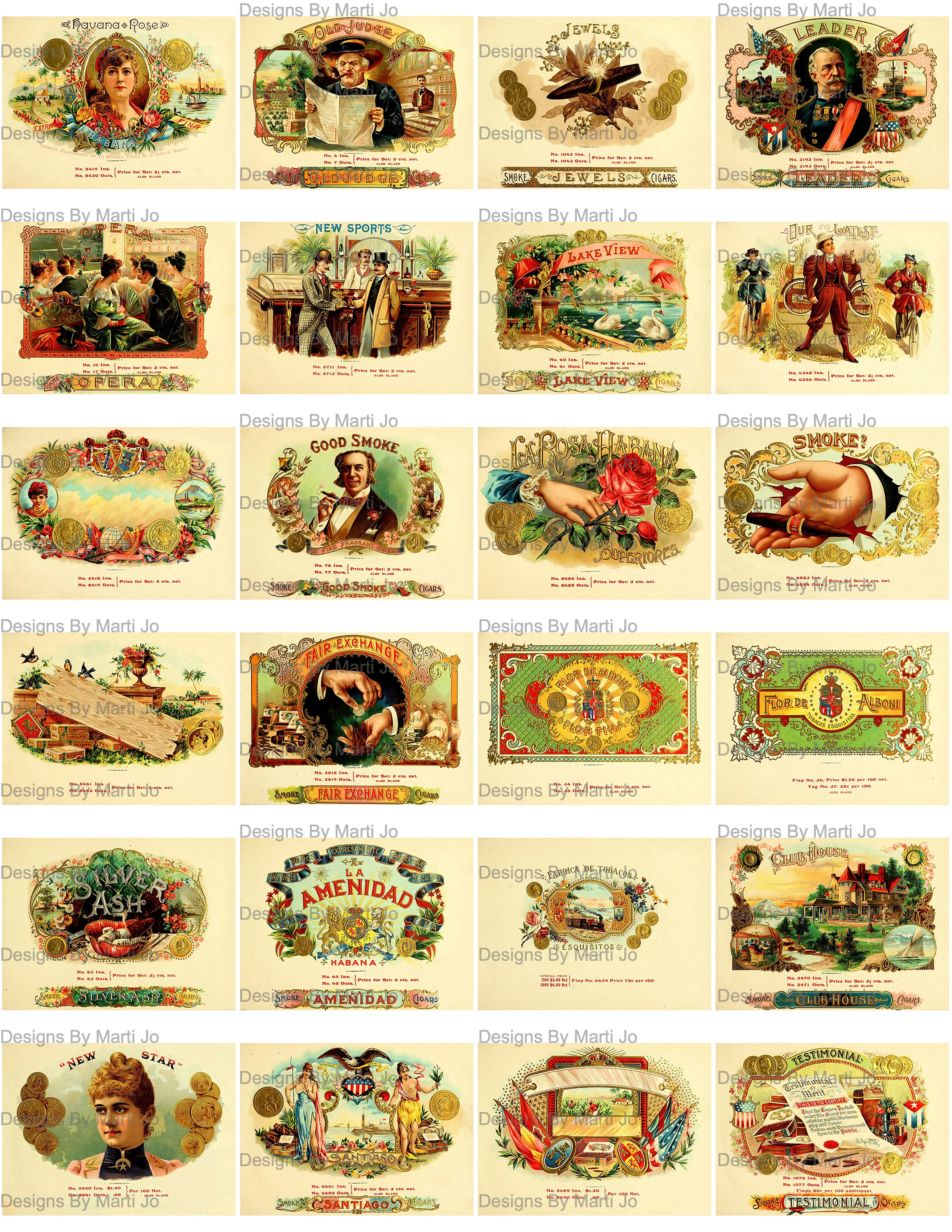 Vintage Cigar Box Labels 89 Digital Vintage Labels - Etsy