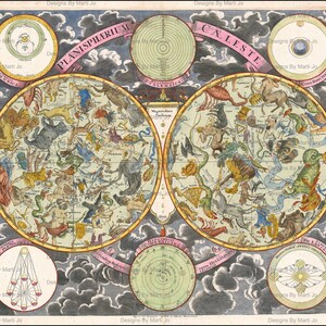 Vintage Astronomy Maps Set | 10 Antique Celestial Star Maps JPG | 11 ...
