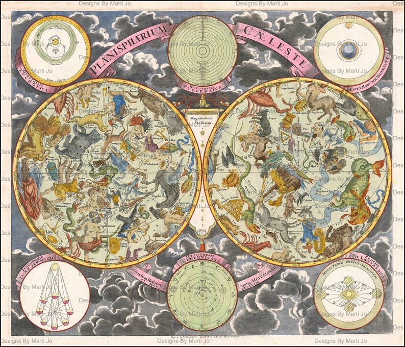 Vintage Astronomy Maps Set | 10 Antique Celestial Star Maps JPG | 11 ...