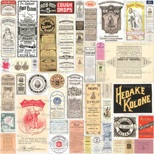 Vintage Old Medicine Labels Kit 3 50 Printable Vintage - Etsy