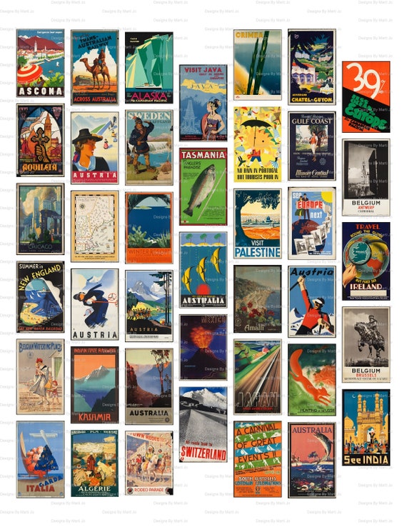 Printable Miniature Vintage Travel Posters Super Bundle 200 - Etsy