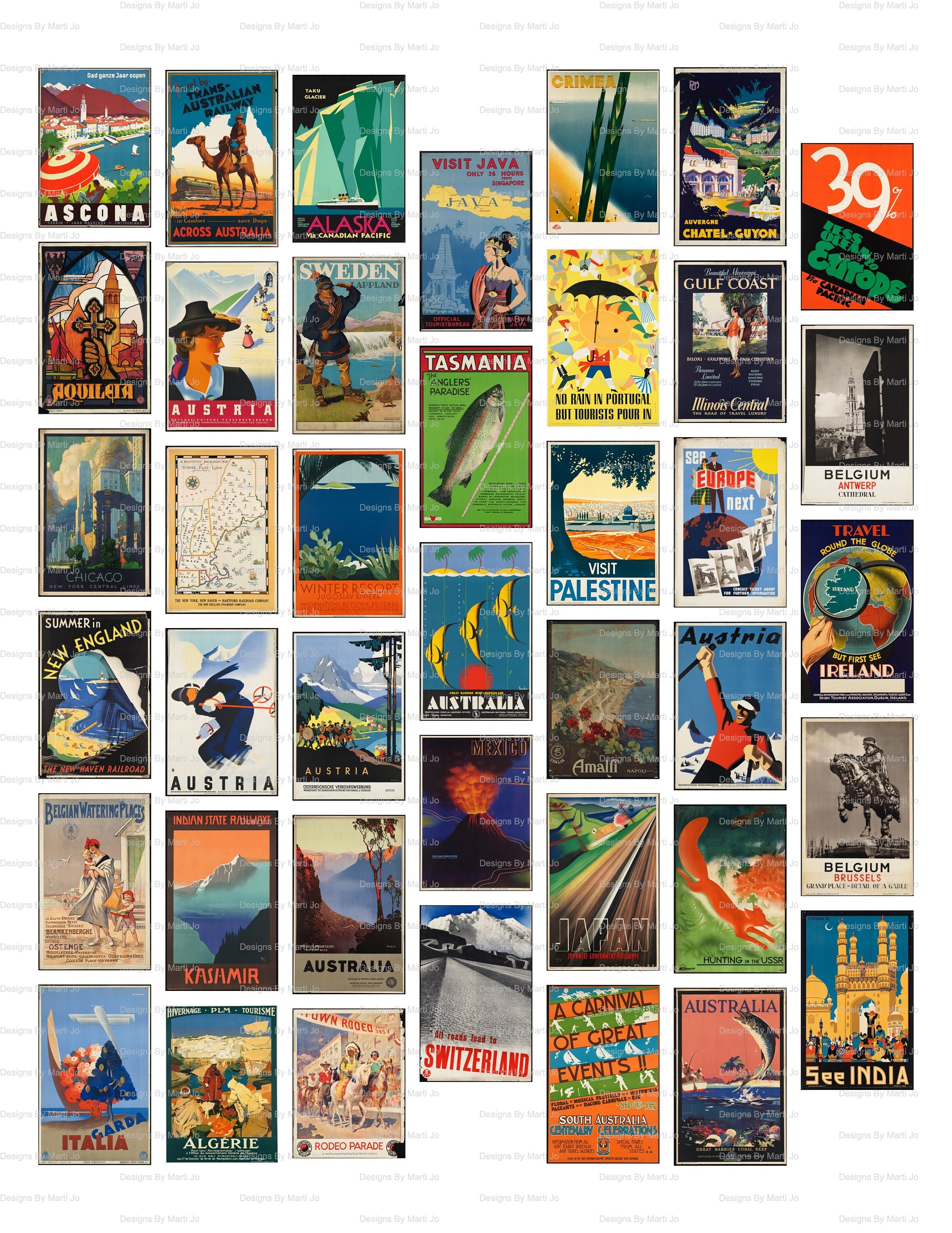 Printable Miniature Vintage Travel Posters Super Bundle 200 - Etsy