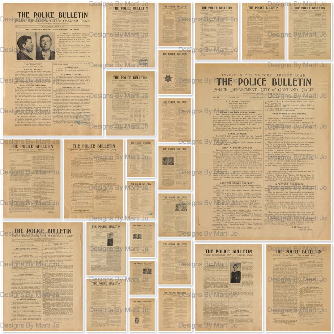 1919 Weekly Police Bulletin JPG Pages | Oakland, CA Crime News Paper ...