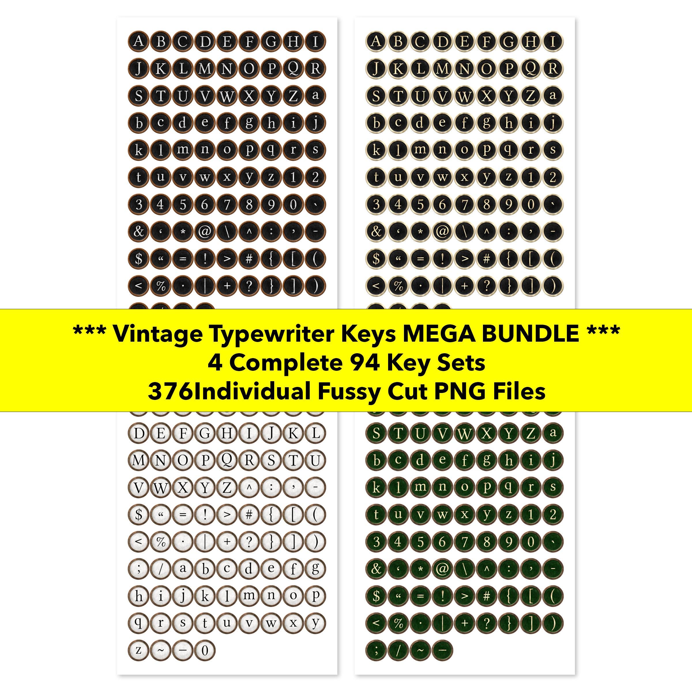 Vintage Typewriter Keys PNG MEGA BUNDLE | 4 Complete Sets of Printable ...