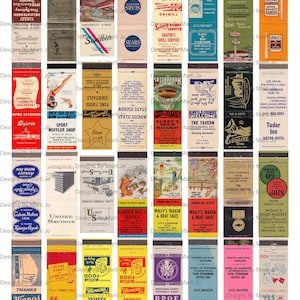 Vintage Match Book Covers | 128 Antique Match Book Covers on Four 8.5 X ...