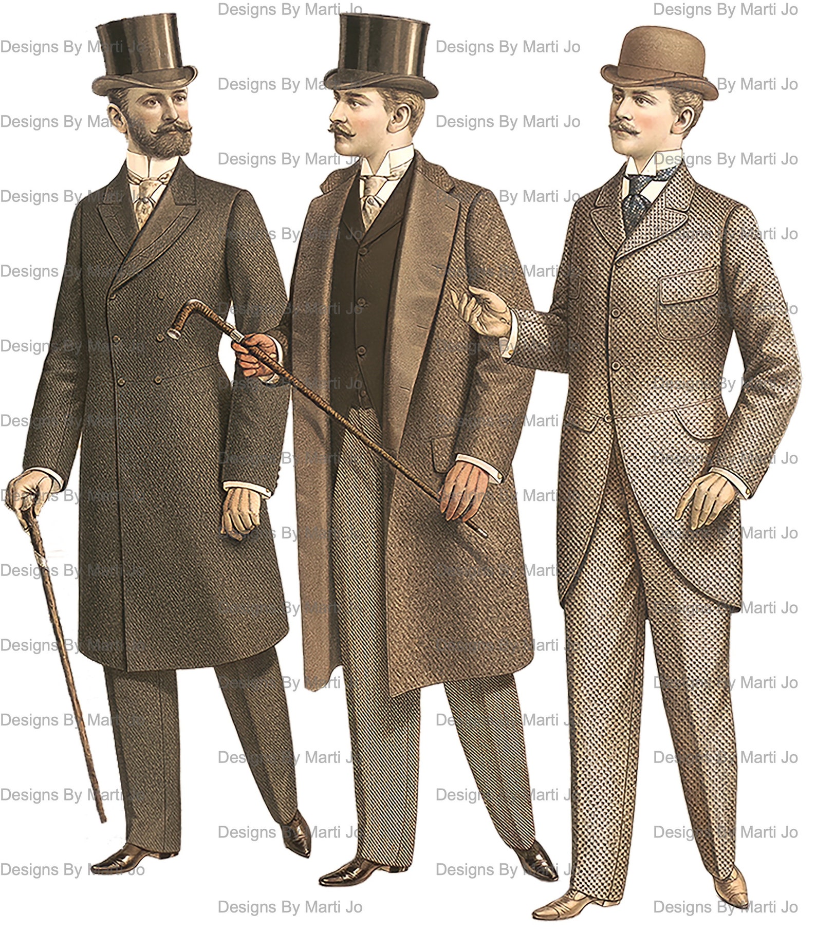 Vintage Fussy Cut 1895 Men Fashion Images 25 Antique Men's Clothing PNG ...