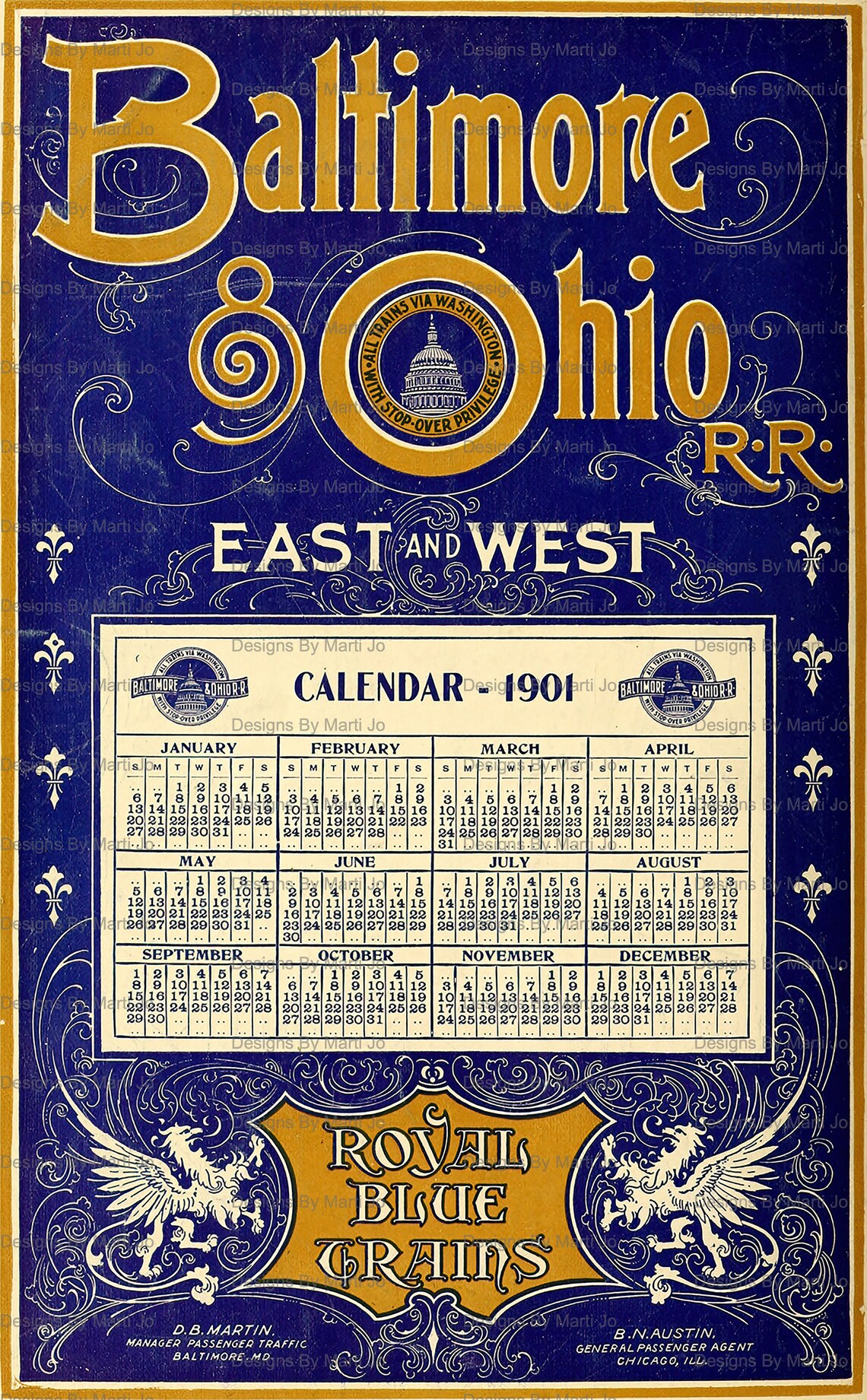 Colorful Set of 38 Vintage Calendars | Printable Old Calendars | Retro ...