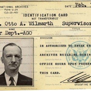 Vintage 1941 National Archives Identity Cards Set 1 | 50 Printable ...