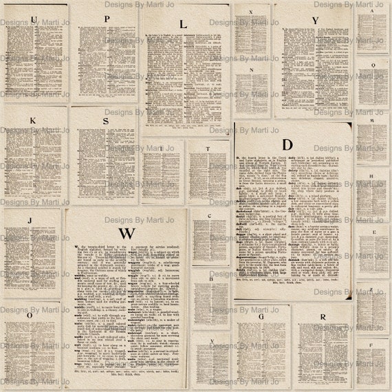 Vintage Dictionary Paper Overlay Set 26 Antique Printable | Etsy
