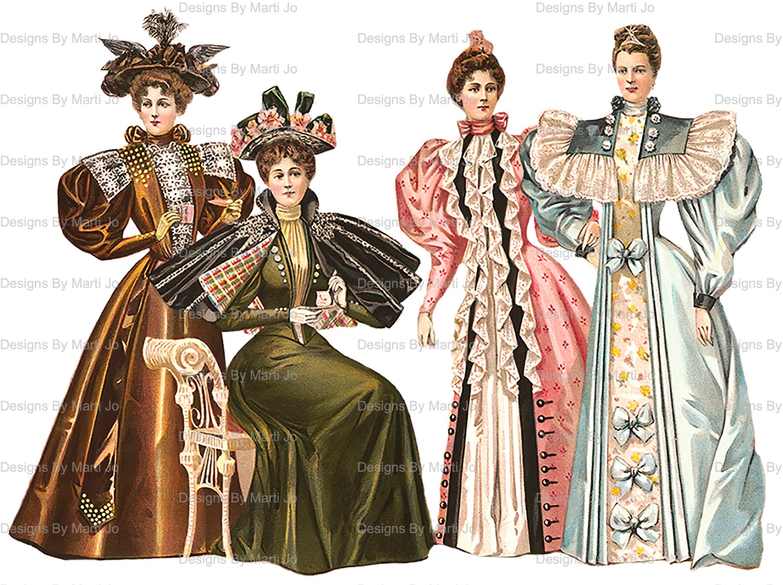 Vintage Fussy Cut 1895 Fashion Images 19 Printable Fashion - Etsy