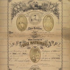 Vintage Marriage Certificates Super Bundle Set 2 | 15 Printable JPG ...